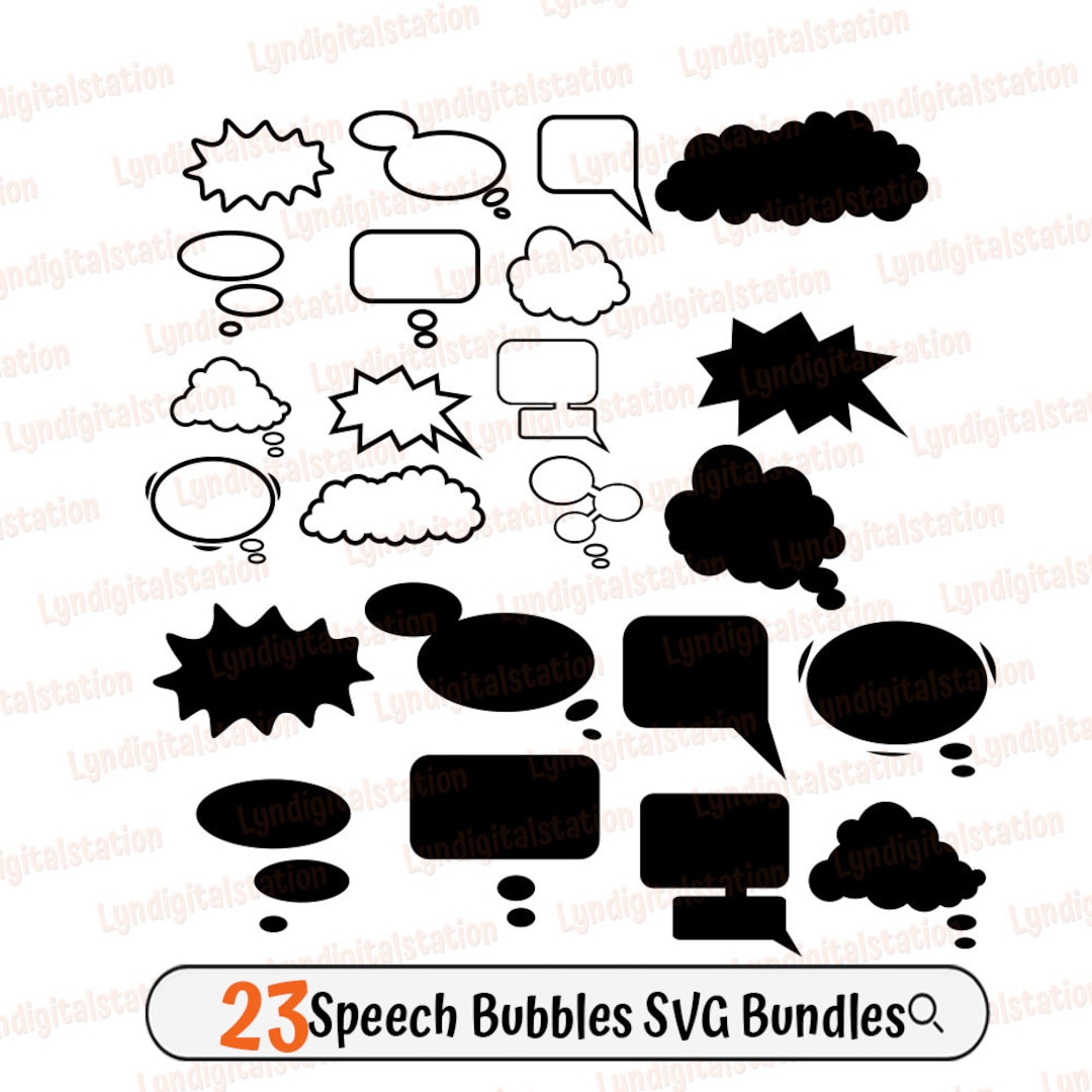 23 Speech Bubbles Bundles Svg | Comic Banner Clipart | Comic Books Cut ...