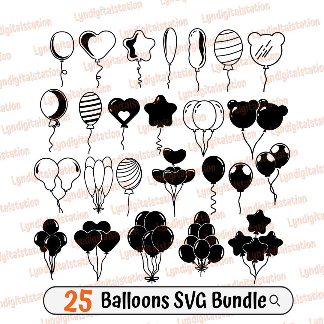 25 Balloon Bundles Svg | Balloon Clipart | Shaped Balloons Cut File ...