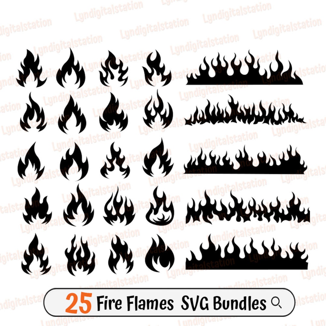 25 Fire Flames Bundles Svg | Flames Clipart | Fires Cut File | Heat ...