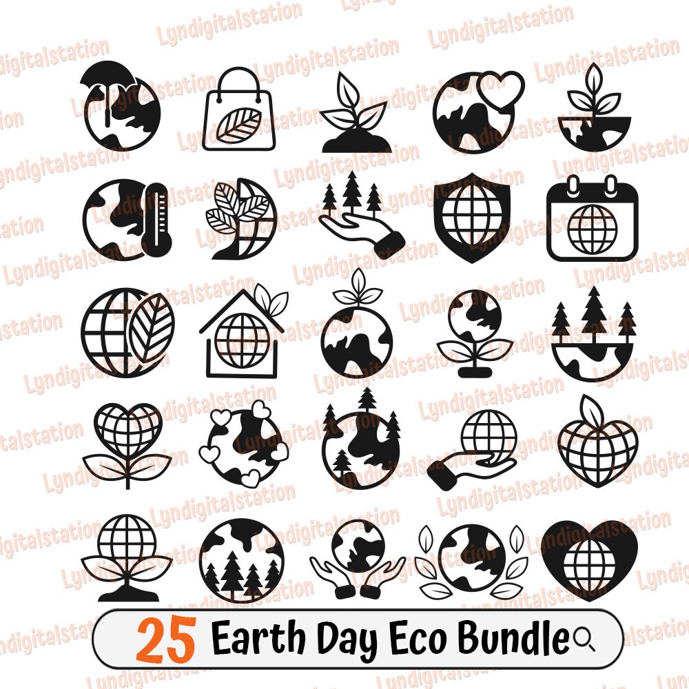 25 Earth Day Eco Bundle Svg | Plants Clipart | Globe Cut File ...