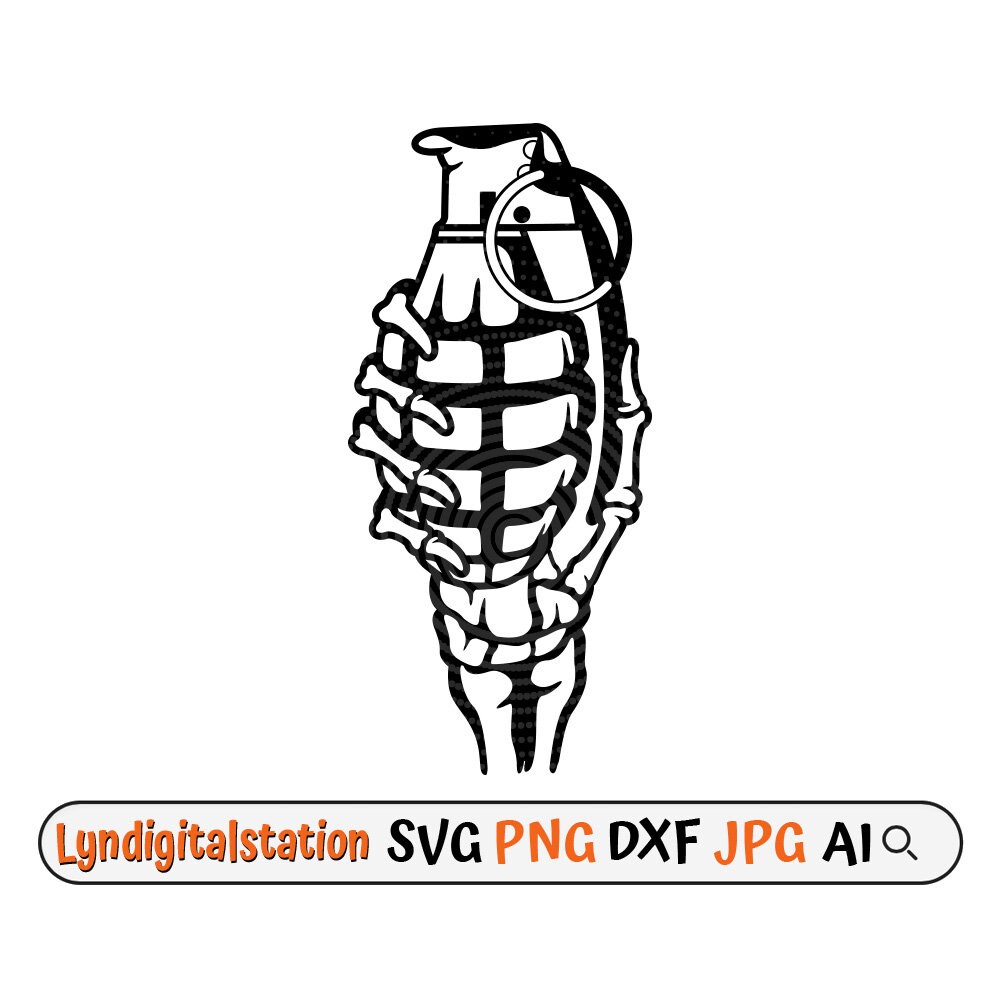 Hand Grenade Tattoo Stencil