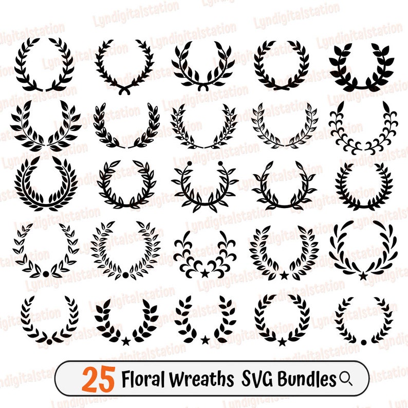 25 paquetes de coronas florales Svg / Imágenes prediseñadas de corona ...