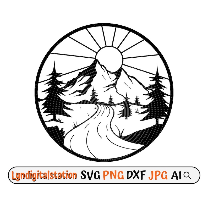 Road Mountain Scene Svg / Sunny Day Clipart / Long Road Cut File ...