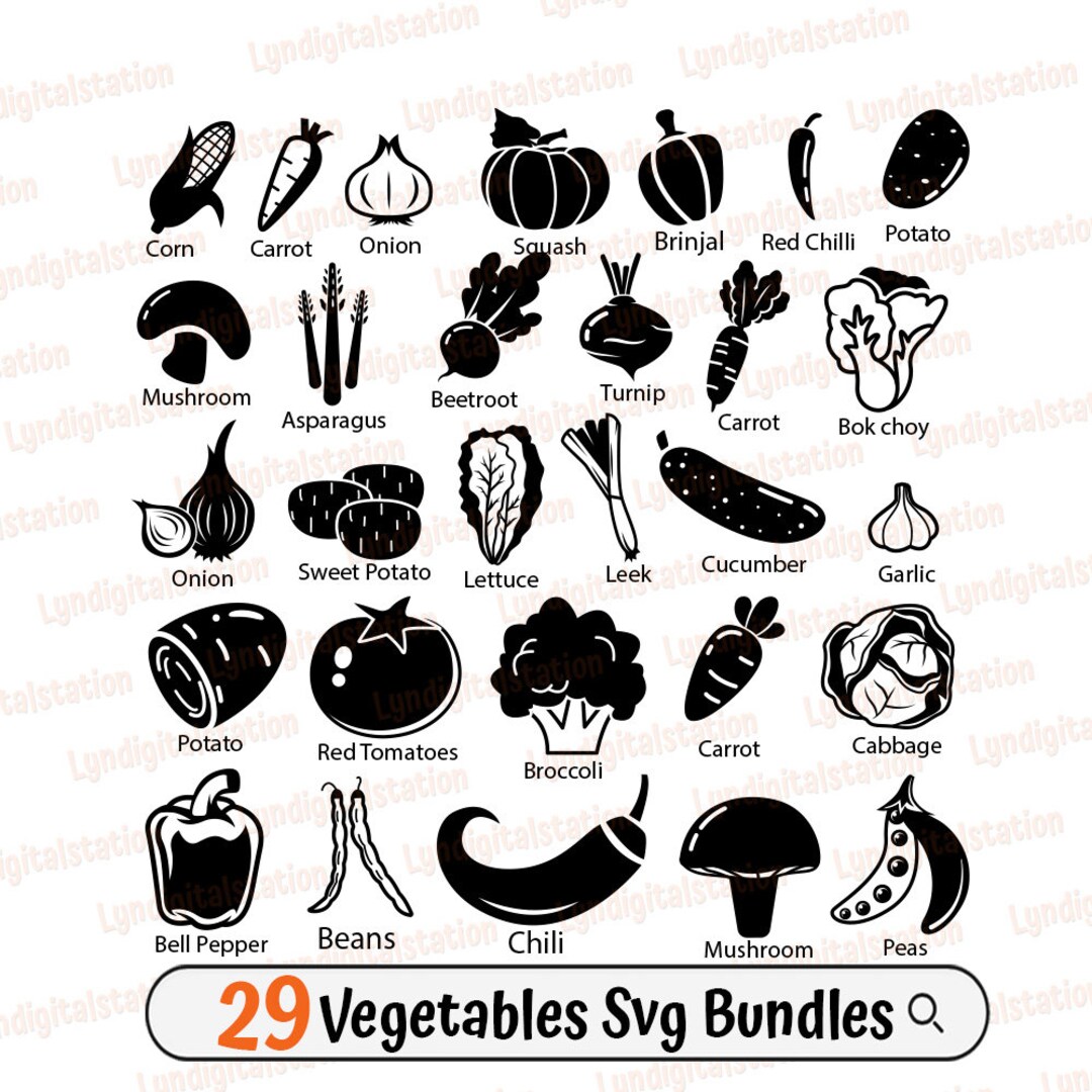 29 Vegetables Bundles Svg | Spices Clipart | Leafy Vegetables Cut File ...