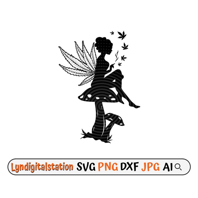 Weed Fairy Svg Fairy Weed on the Mushroom Clipart Cannabis - Etsy