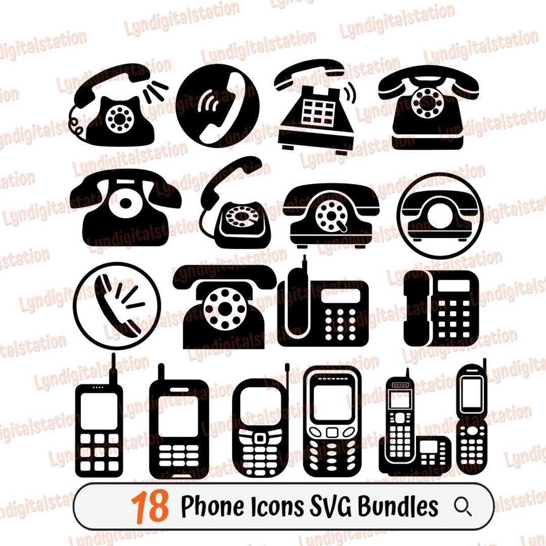 Phone Icons Bundles Svg | Telephone Clipart | Mobile Phone Cut File ...
