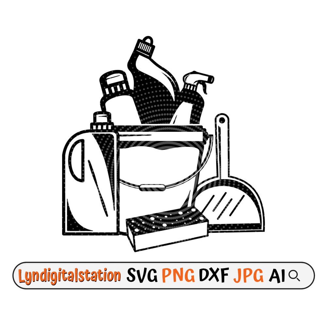 Cleaning Tools Svg | Janitorial Tools Clipart | Cleaning Supplies Cut ...