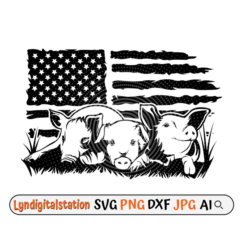 US Flag Farm Pig Svg | Farm Gift Idea Clipart | Meat Shop Cut File ...