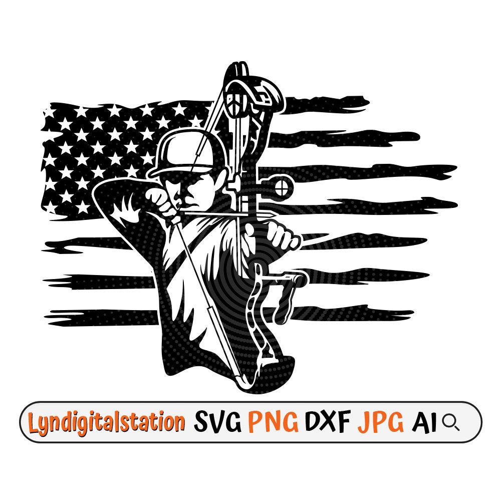 US Bow Hunting Svg | Outdoor Hunting Clipart | Hunter Cut File ...