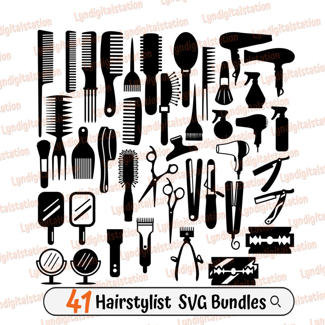 41 Hair Stylist Bundles Svg | Barber Clipart | Salon Cut File | Hair ...