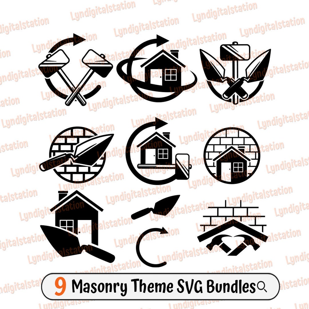 Masonry Theme Bundles Svg | Black Smith Clipart | 9masonry Cut File ...