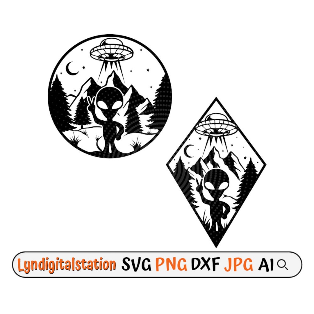 Alien Svg | Alien Invasion Clipart | Mountain Scene Cut File | Alien ...
