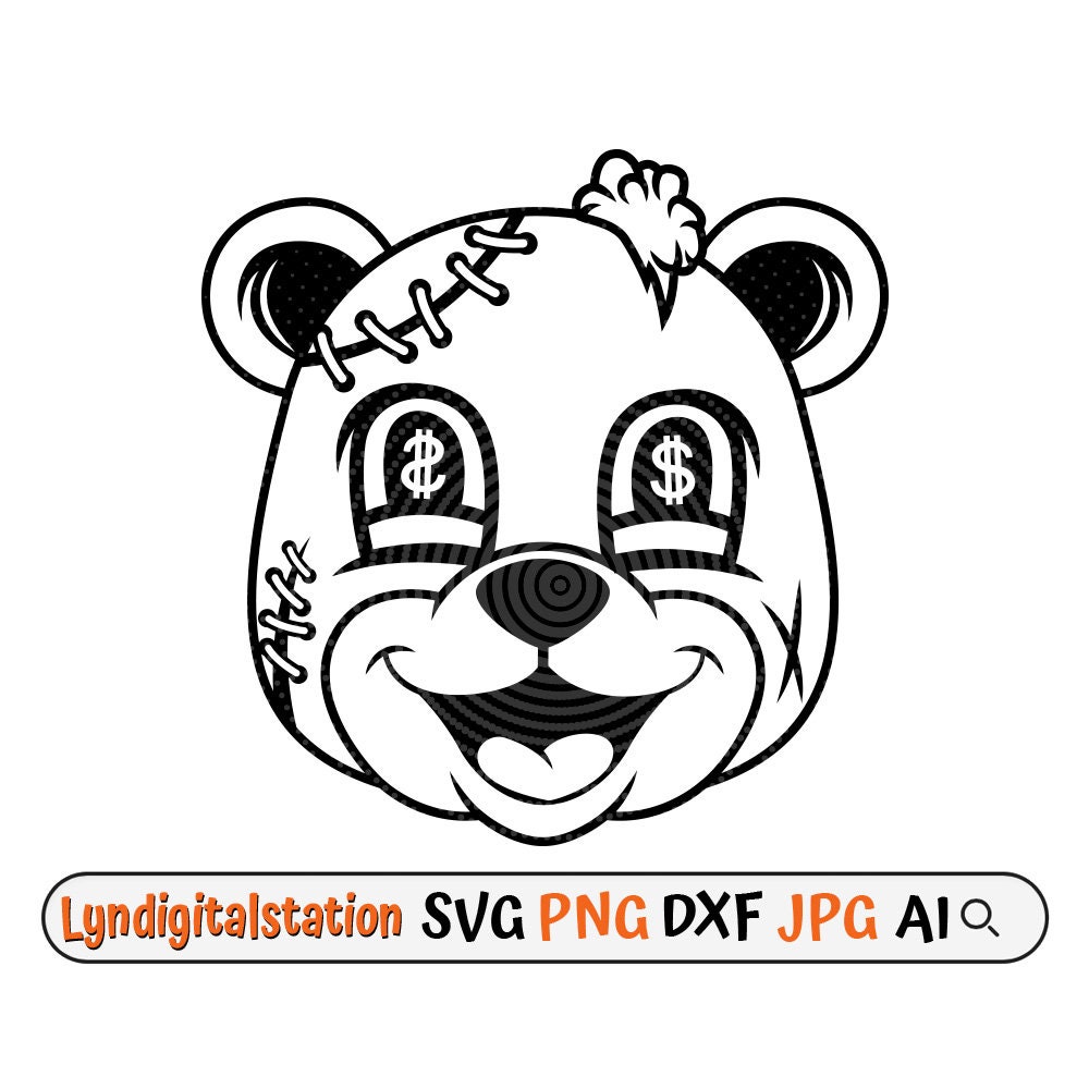 Teddy Head Svg Bear Face Clipart Stitched Teddy Head Cut - Etsy Australia