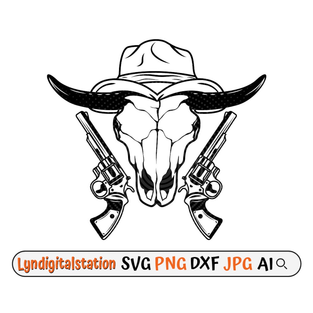 Skull Cowboy Svg | Bull Skull Cowboy Clipart | Cow Skull in Cowboy Hat ...