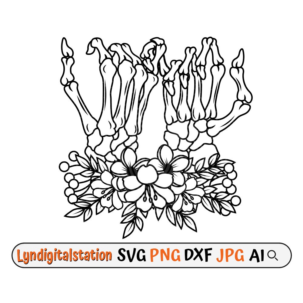 Bone Hand Promise Svg | Skeleton Hand Clipart | Floral Hand Cut File ...
