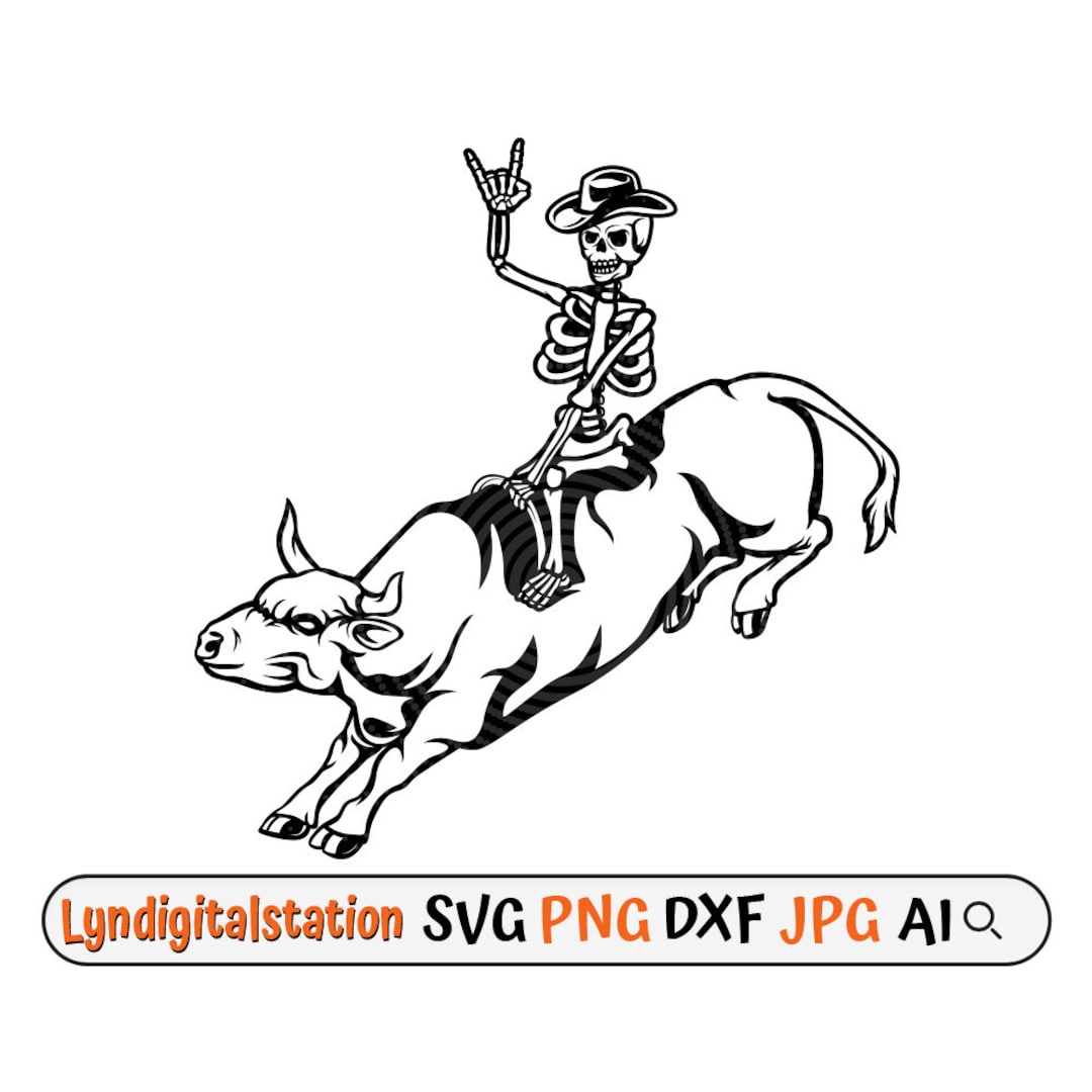 Skeleton Riding a Bull Svg Skeleton Rodeo Clipart Western Country Cut ...