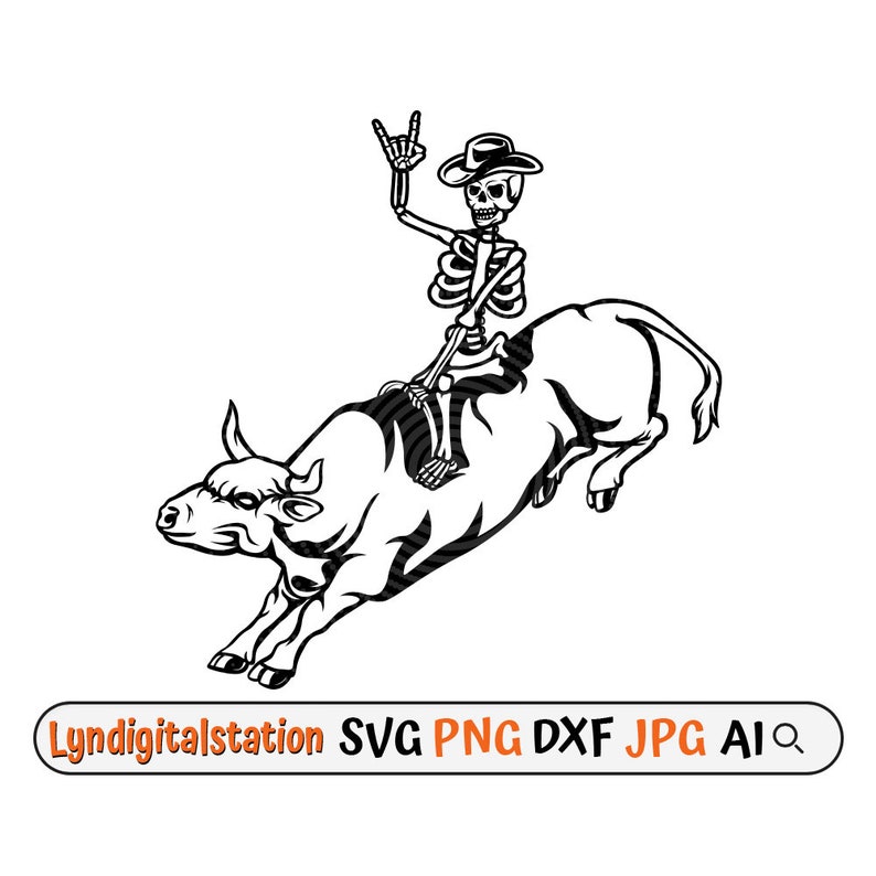 Skeleton Riding a Bull Svg Skeleton Rodeo Clipart Western - Etsy