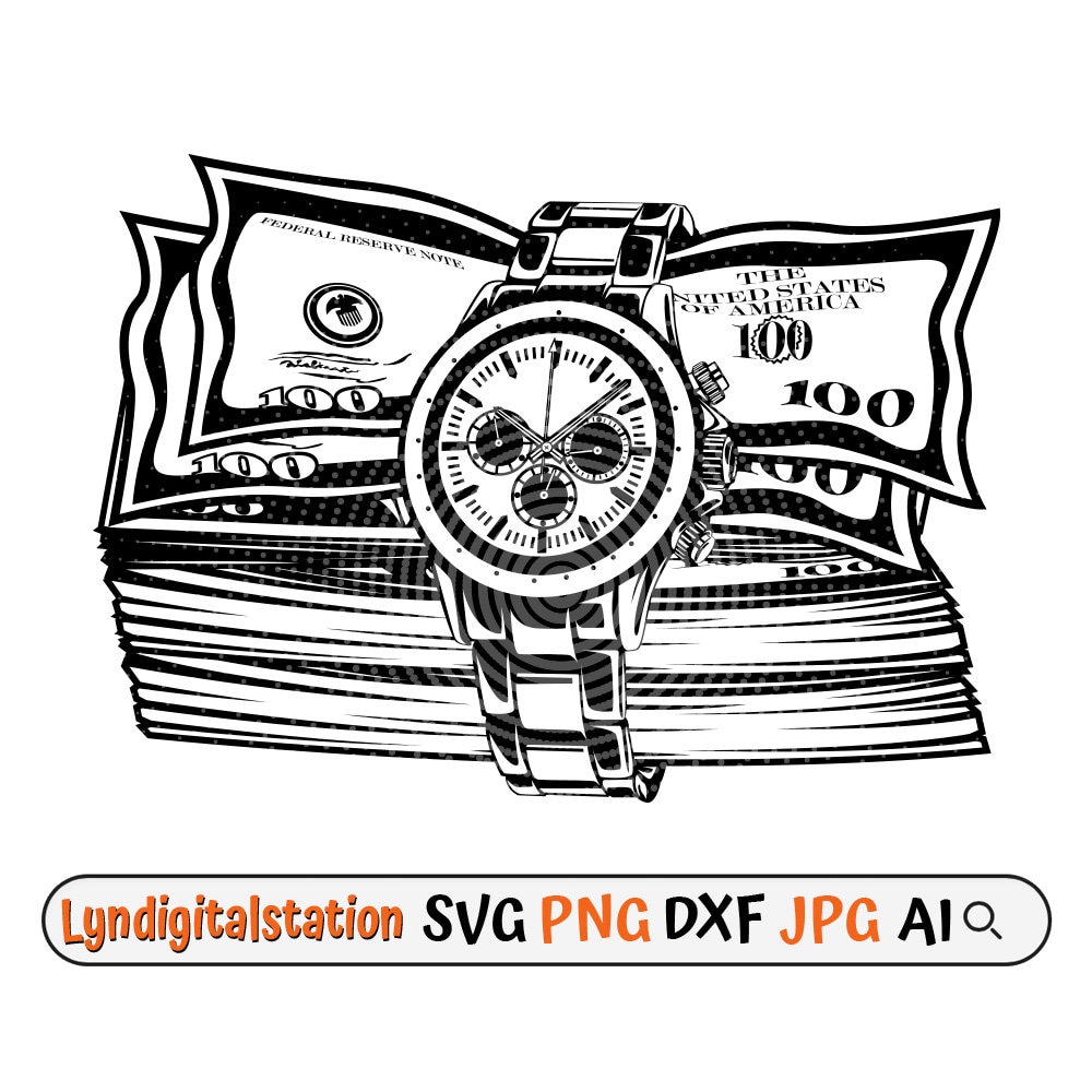 Money Watch Svg |watch Money Bundle Clipart |money Watch Stack Cut File ...