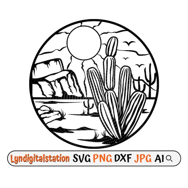Desert Theme Svg Desert Clipart Cactus Cut File Mountain - Etsy