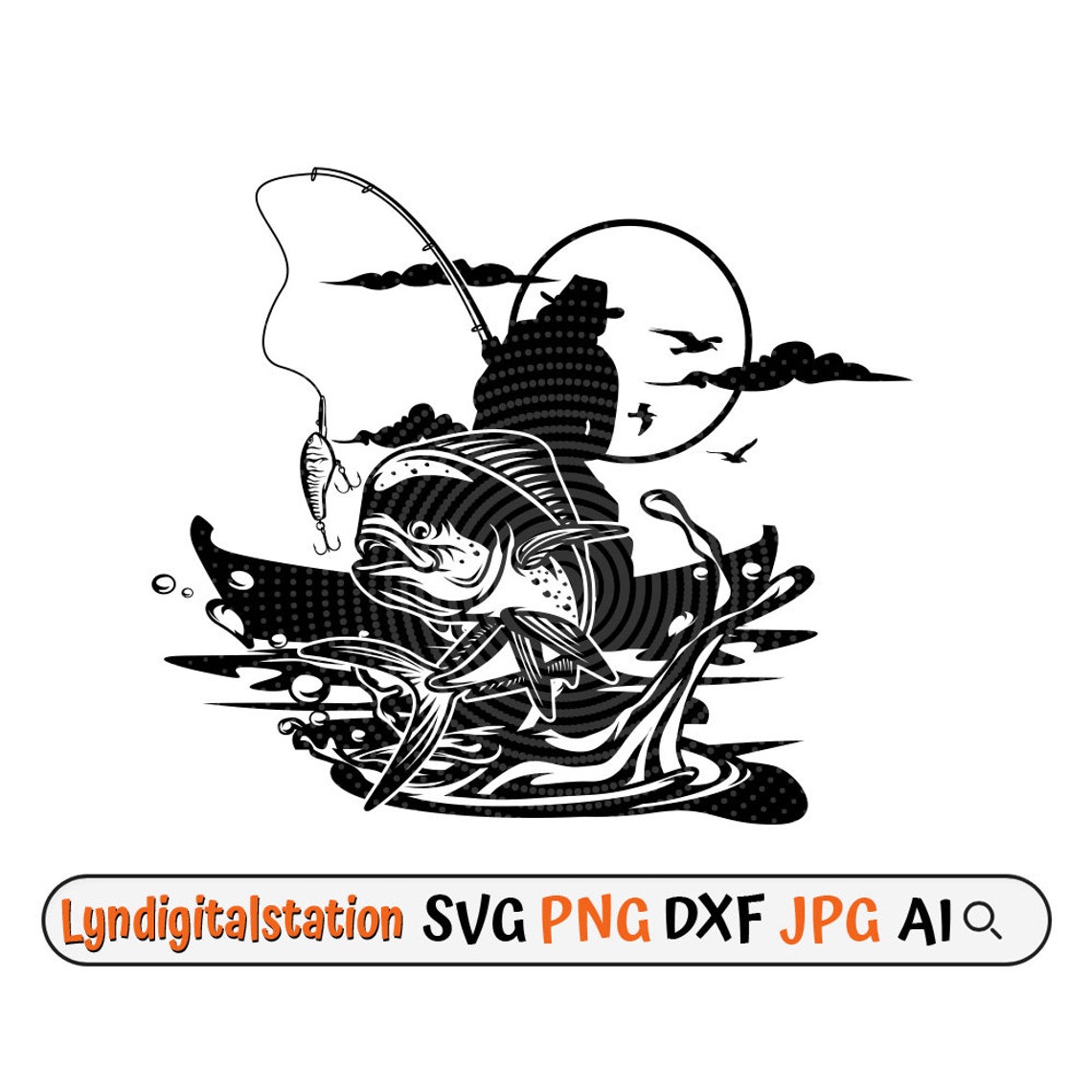 Mahi Fish Scene Svg | Mahi Fish Clipart | Angler Dad Gift Idea Cut File ...