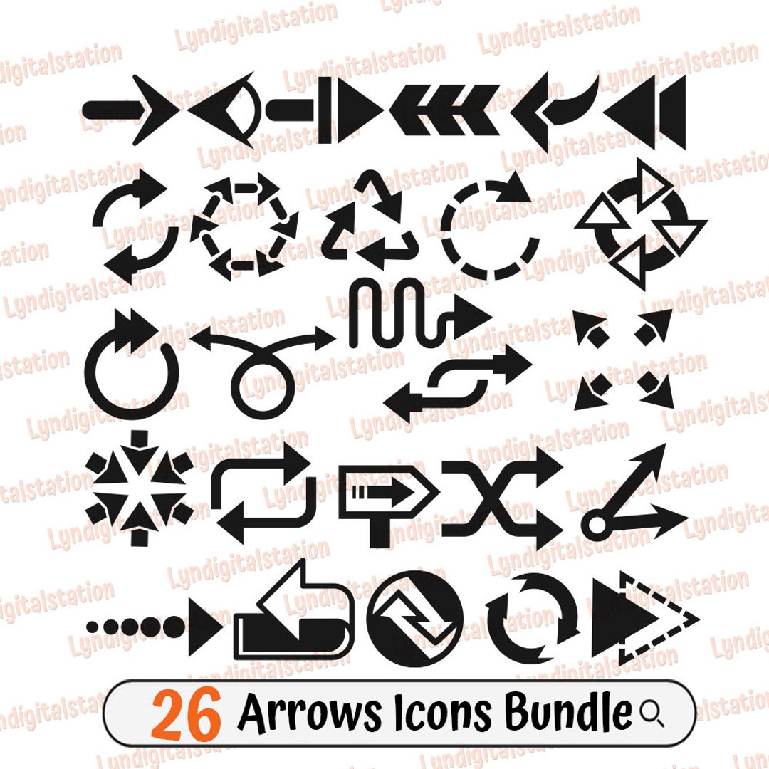 26 Arrow Icons Bundles Svg | Arrow Sign Clipart | Pointer Cut File ...