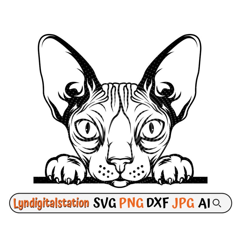 Sphynx Cat Peeking Svg | Kitten Clipart | Cat Cut File | Peeking Cat ...