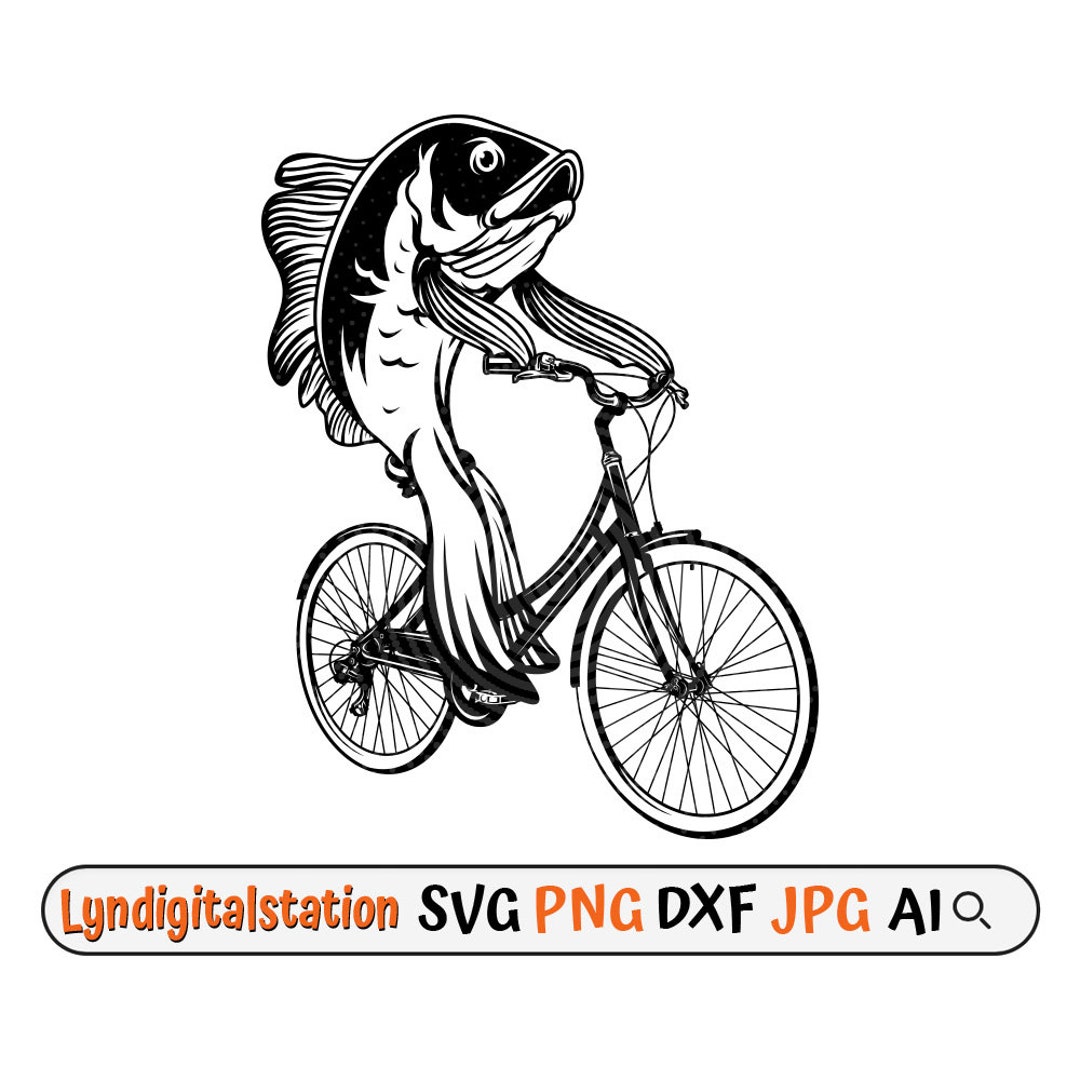 Funny Fish Bike Svg | Biker Fish Clipart | Fish Biking Cut File ...