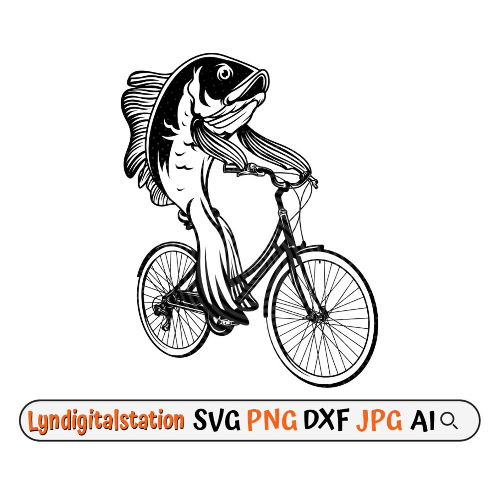 Funny Fish Bike Svg | Biker Fish Clipart | Fish Biking Cut File ...