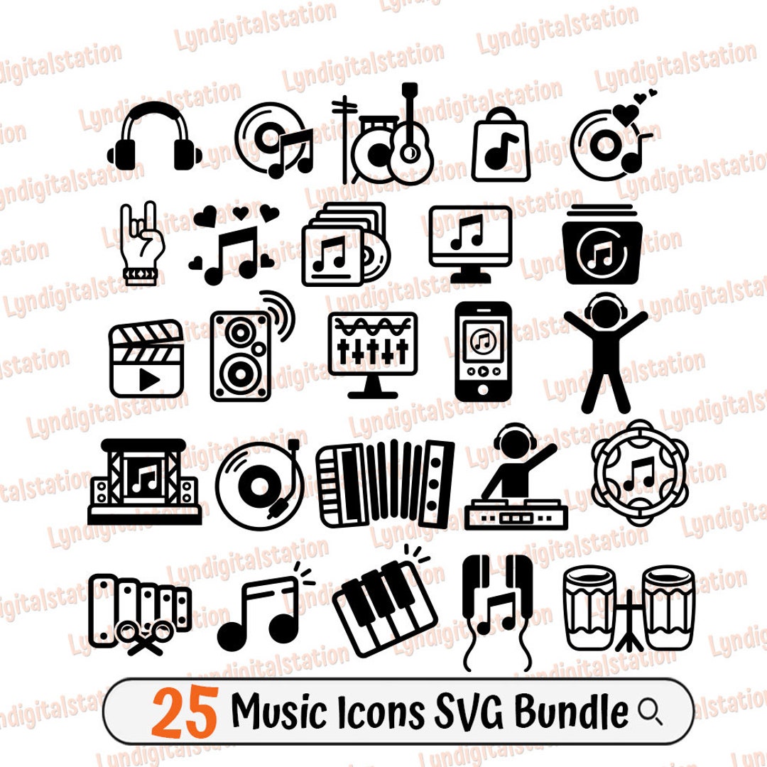25 Music Icons Bundles Svg | Instrument Clipart | Piano Cut File ...