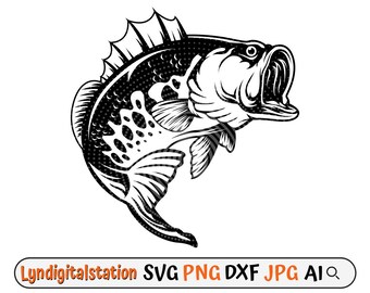 Bass Fish Svg Large Mouth Bass Fish Svg Outdoor Bass Fishing Cut File ...