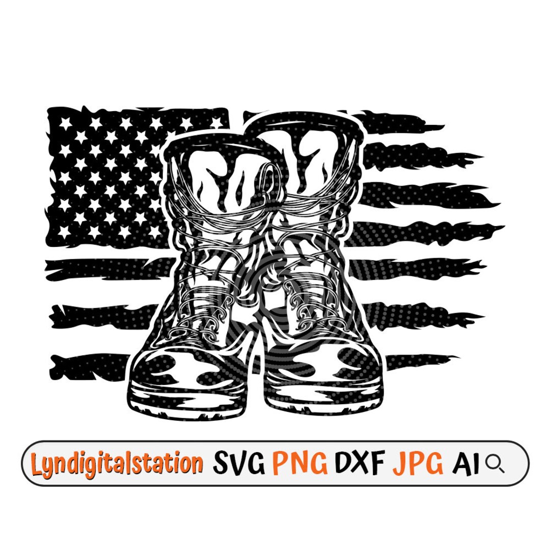 US Combat Boots Svg, Military Gear Stencil, Solider Shoes Cut File ...