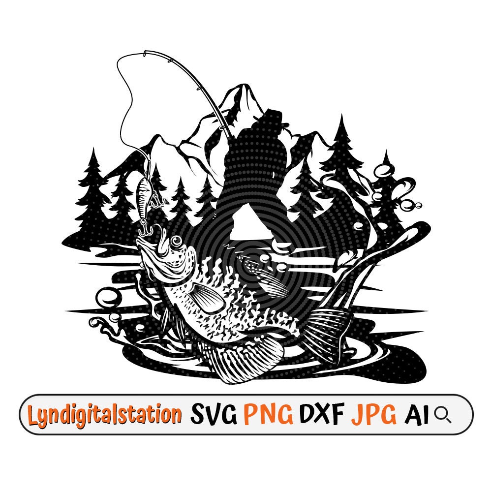 Fishing Scene Svg | Fisher Man Clipart |fishing Hook Cut File ...