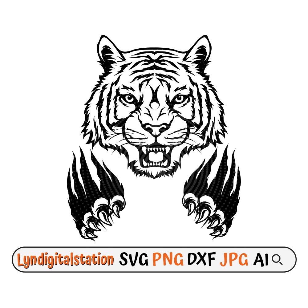 Tiger Angry Scratch Svg | Angry Tiger Claw Clipart | Fierce Tigress Cut ...