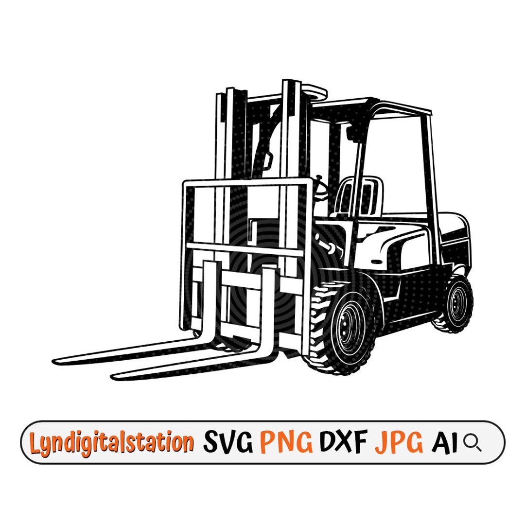 Forklift Svg | Small Industrial Vehicle Clipart | Truck Cut File ...