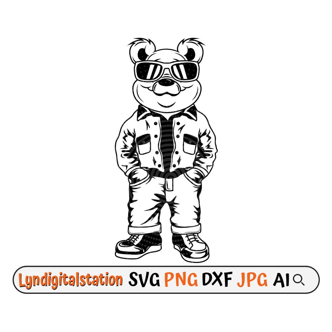 Cool Teddy Svg | Hipster Teddy Clipart | Gangster Bear Cut File ...