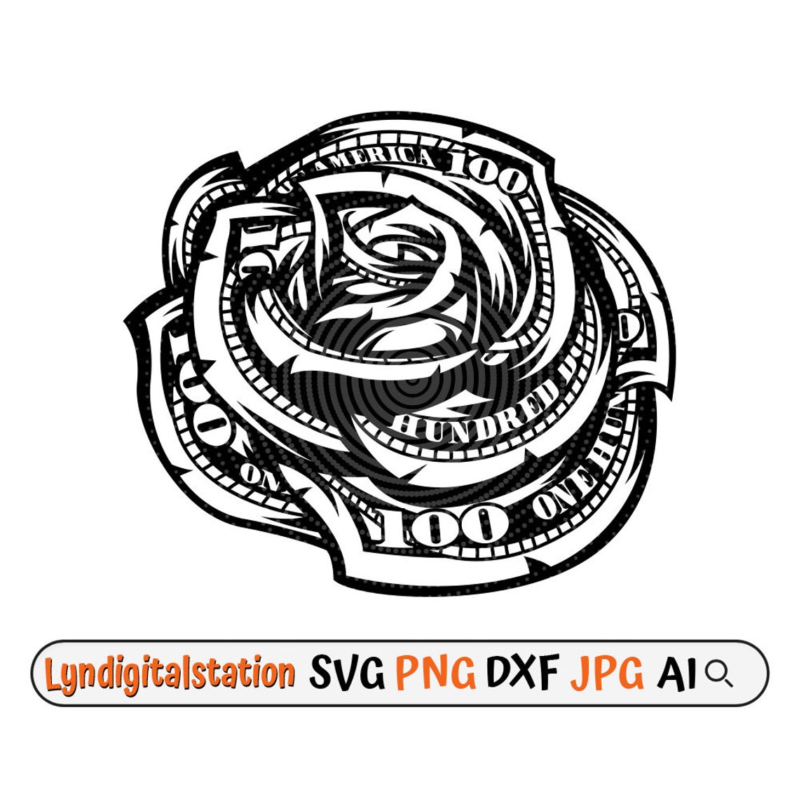 Money Rose Svg | Floral Money Pattern Clipart | Dollar Bill Rose Cut ...
