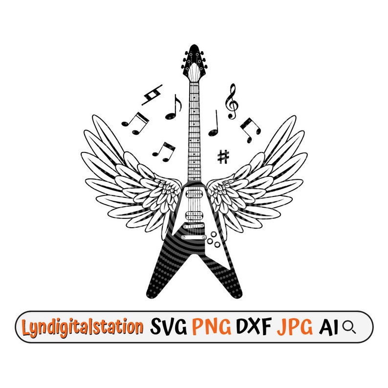 Electric Guitar Svg Guitar Angel Wings Clipart Angel Wings Cut File ...