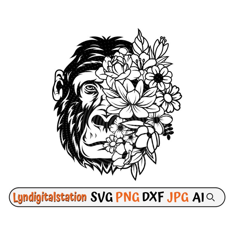 Ape Floral Svg | Ape Clipart | Money Face With Flowers Cut File ...