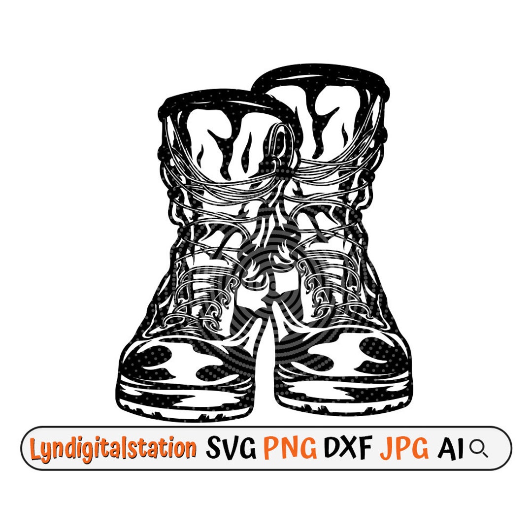 Combat Boots Svg | Military Gear Clipart | Soldier Shoes Cut File ...
