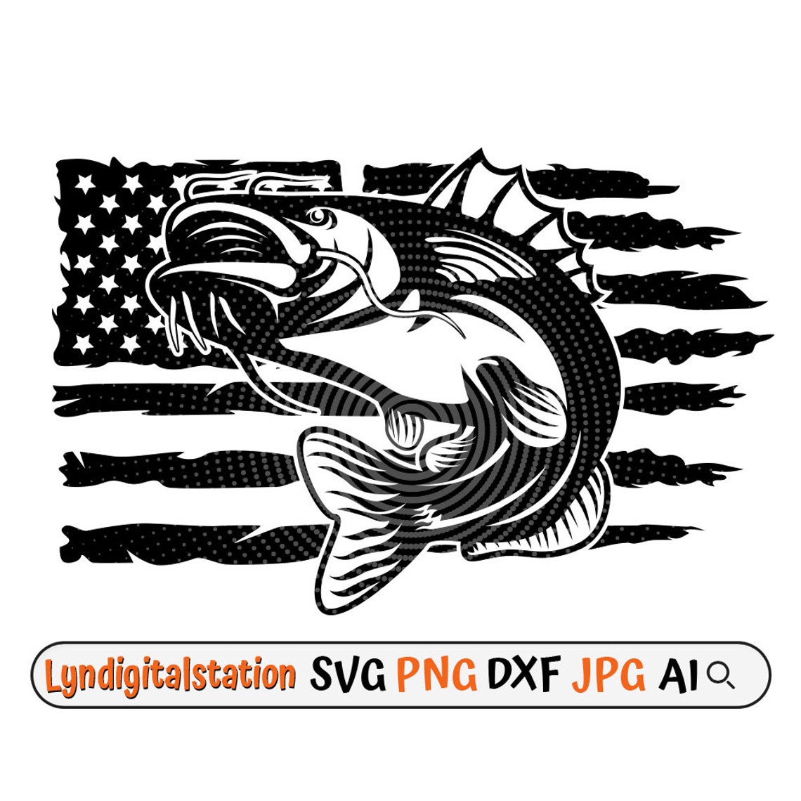 USA Cat Fish Svg Fishes Clipart Fresh Water Fish Cut File - Etsy