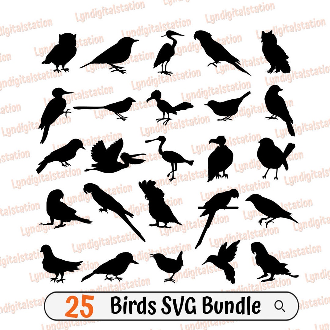 25 Birds Bundles Svg | Pelican Clipart | Silhouette Cut File | Flying ...