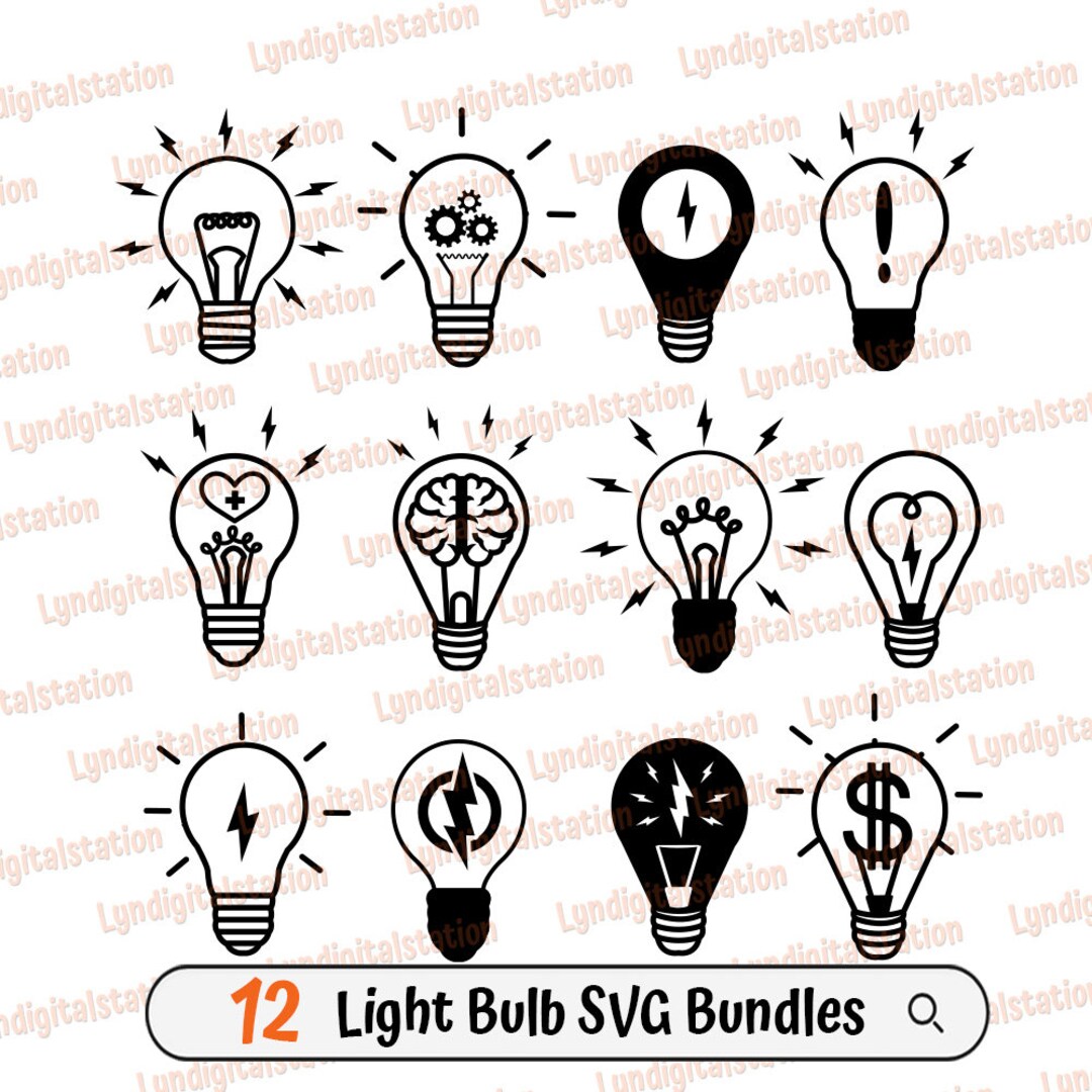 Light Bulb Bundles Svg | Thinking Bulb Clipart | Bulb Cut File ...