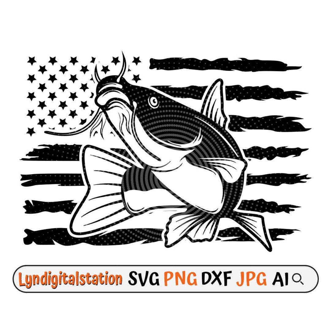 US Cat Fish Svg | Angler Dad Gift Idea Clipart | Outdoor Fishing Cut ...