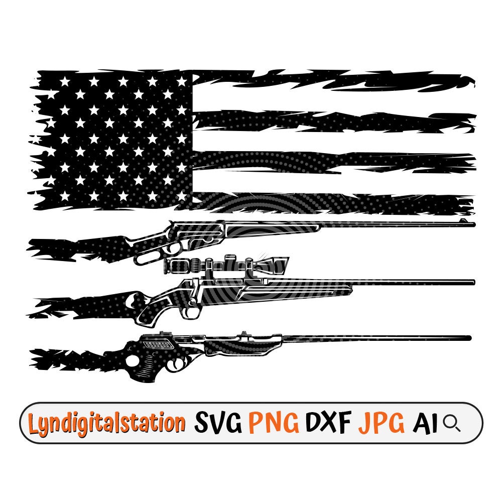 USA Flag With Gun Svg USA Ripple Clipart distressed Flag Cut - Etsy