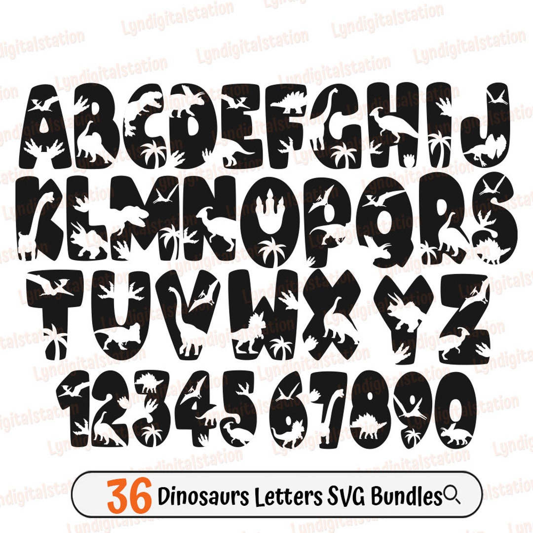 36 Dinosaurs Alphabet Bundles Svg | Alphabet Clipart | Pre-historic ...