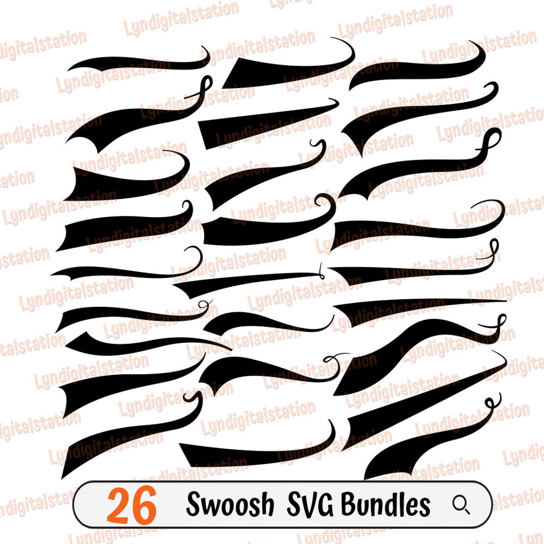 26 Swoosh Bundles Svg | Swirl Clipart | Flourish Cut File | Stroke ...
