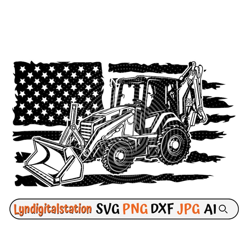 Flag With Backhoe Svg - Etsy