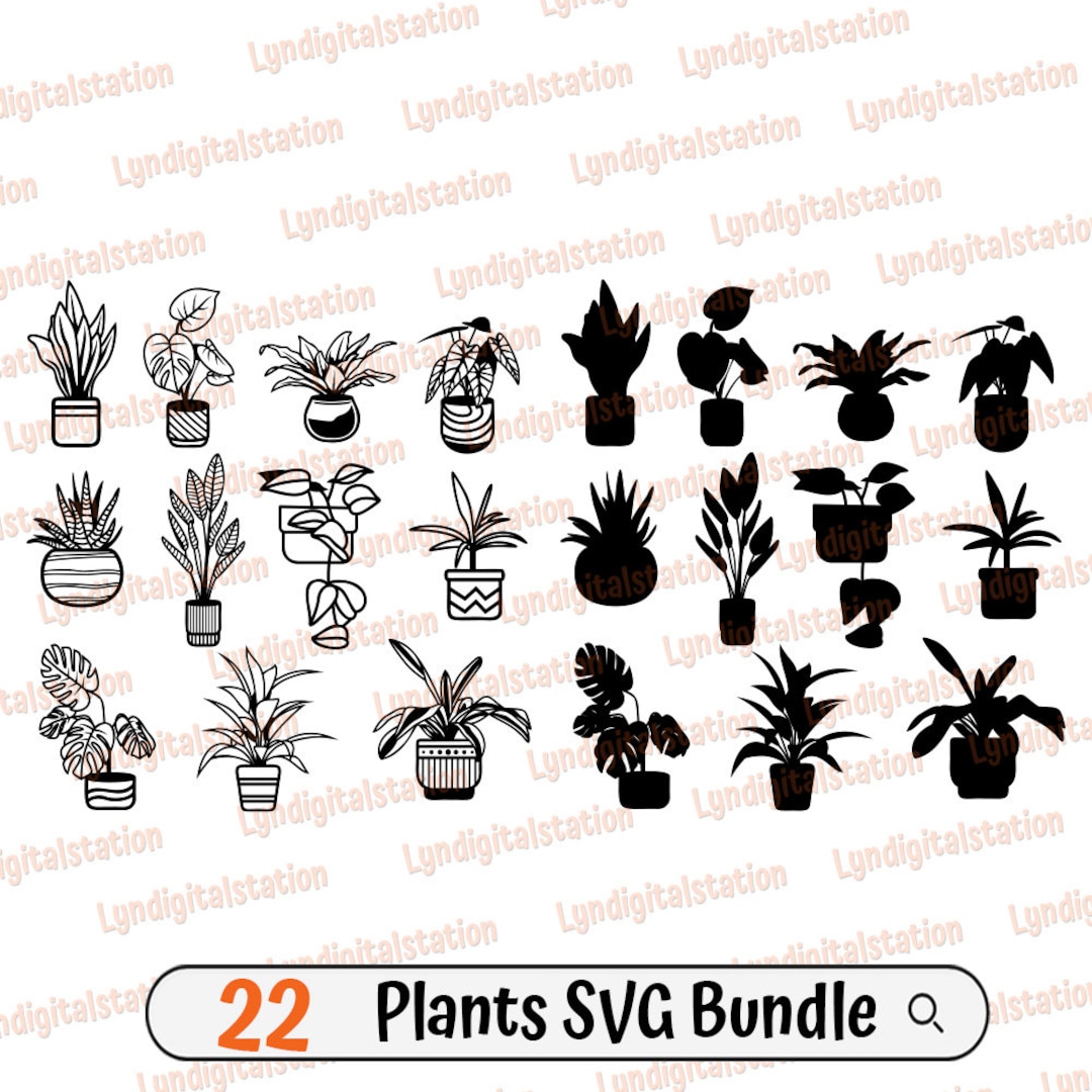 22 Plants Bundle Svg | Potted Plants Clipart | Agriculture Cut File ...