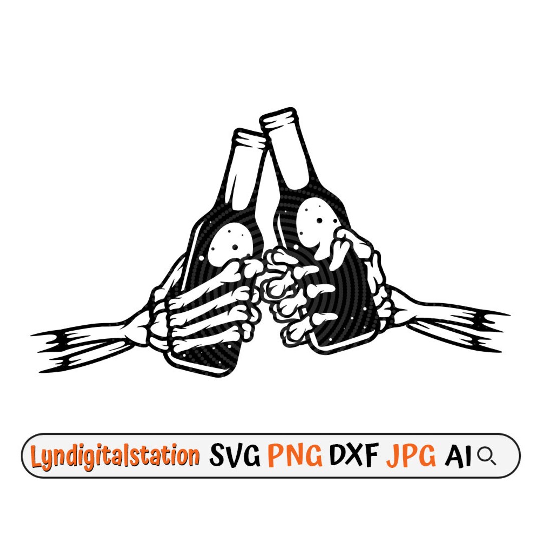 Skeleton Cheers Svg | Skeleton Hand Clipart | Cheers Cut File | Liquor ...