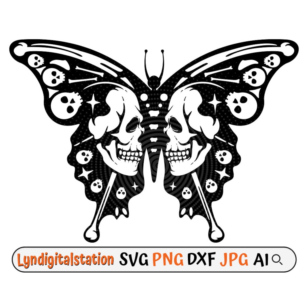 Skull Butterfly Svg | Skull & Bones Clipart | Butterfly Cut File ...